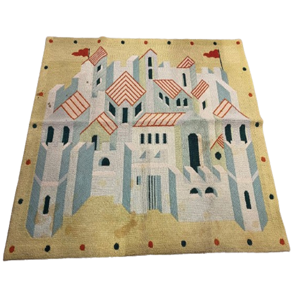 Vintage 1950s Hooked “Castle” Rug | Katie Leede & Co